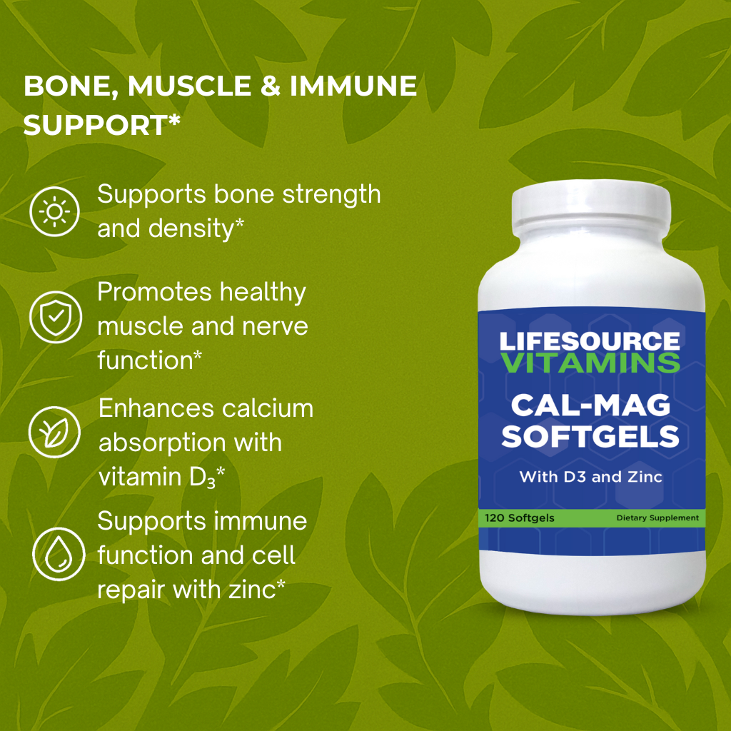 Cal-Mag Softgels - w/ D3 and Zinc - Calcium & Magnesium - 2 Sizes / 12 ...