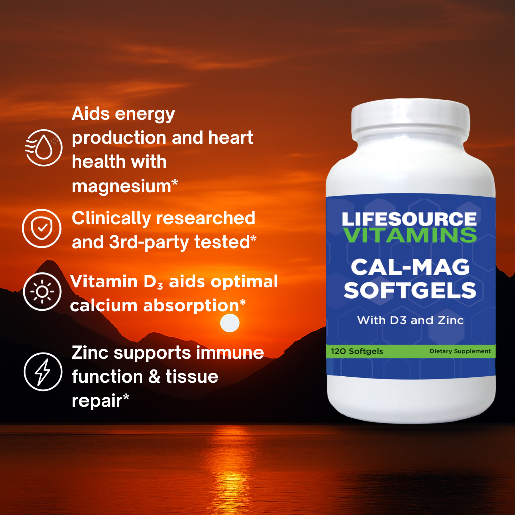 Cal-Mag Softgels - w/ D3 and Zinc - Calcium & Magnesium - 2 Sizes / 12 ...
