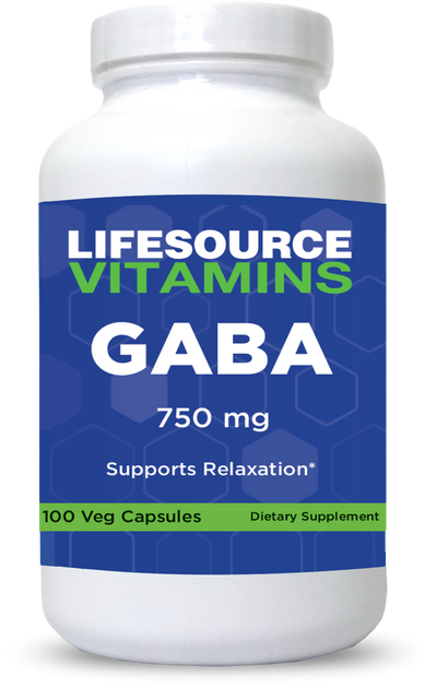 LifeSource Vitamins - GABA 750 mg, 100 Veg Capsules