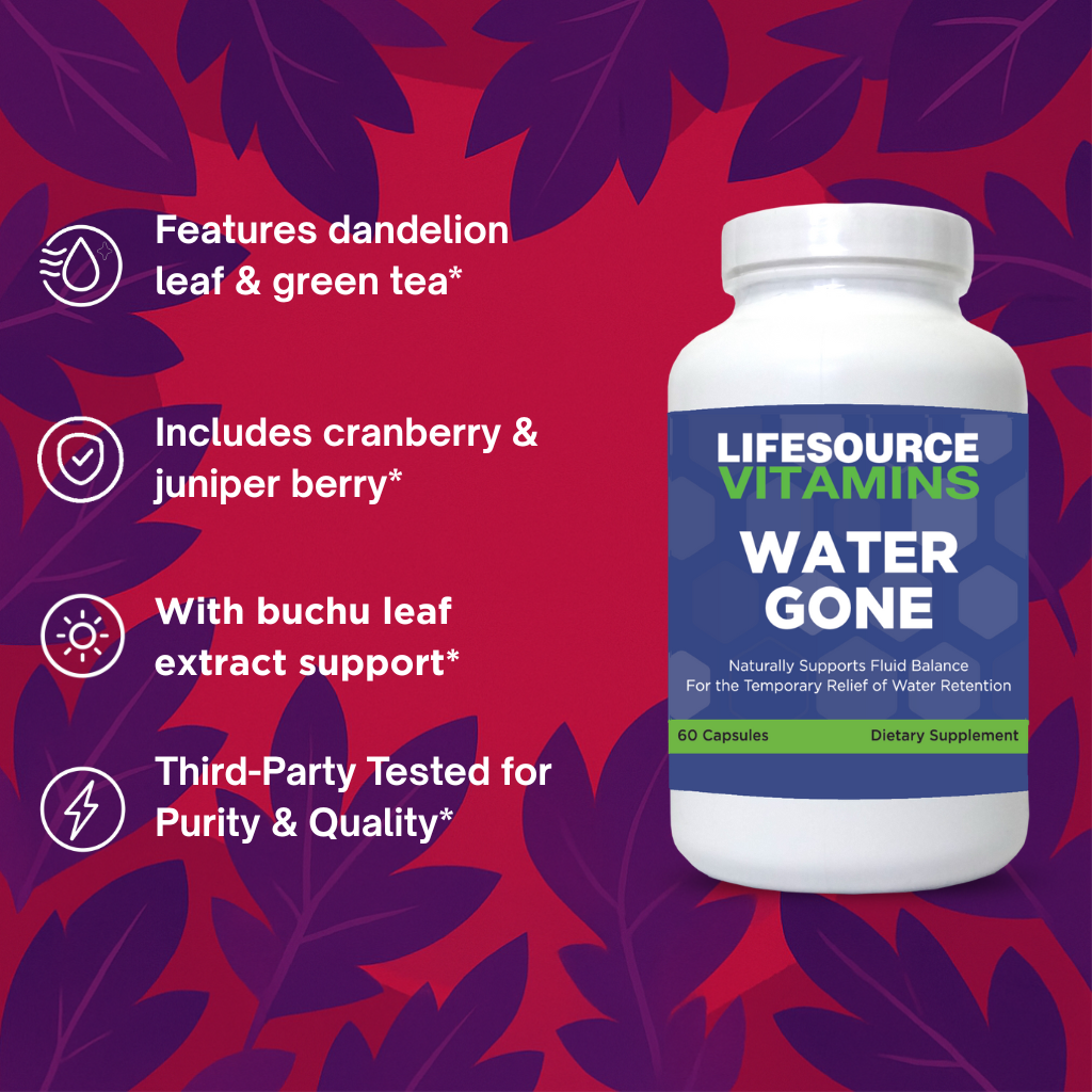 LifeSource Vitamins - Water Gone, Herbal Diuretic, 60 Caps, effective ...